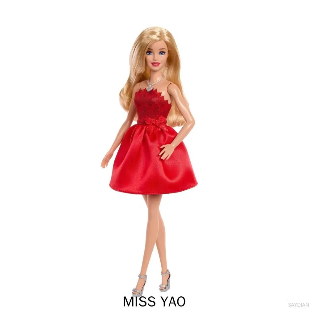 Кукла Barbie коллекционная в красном праздничном платье для вечеринок, размер 11 х 5 х 30 см