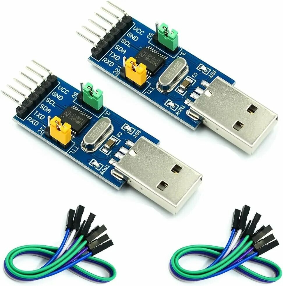 1x Модуль CH341T 2-в-1: USB в I2C/IIC и UART/TTL Универсальный преобразователь для Arduino, ESP и микроконтроллеров