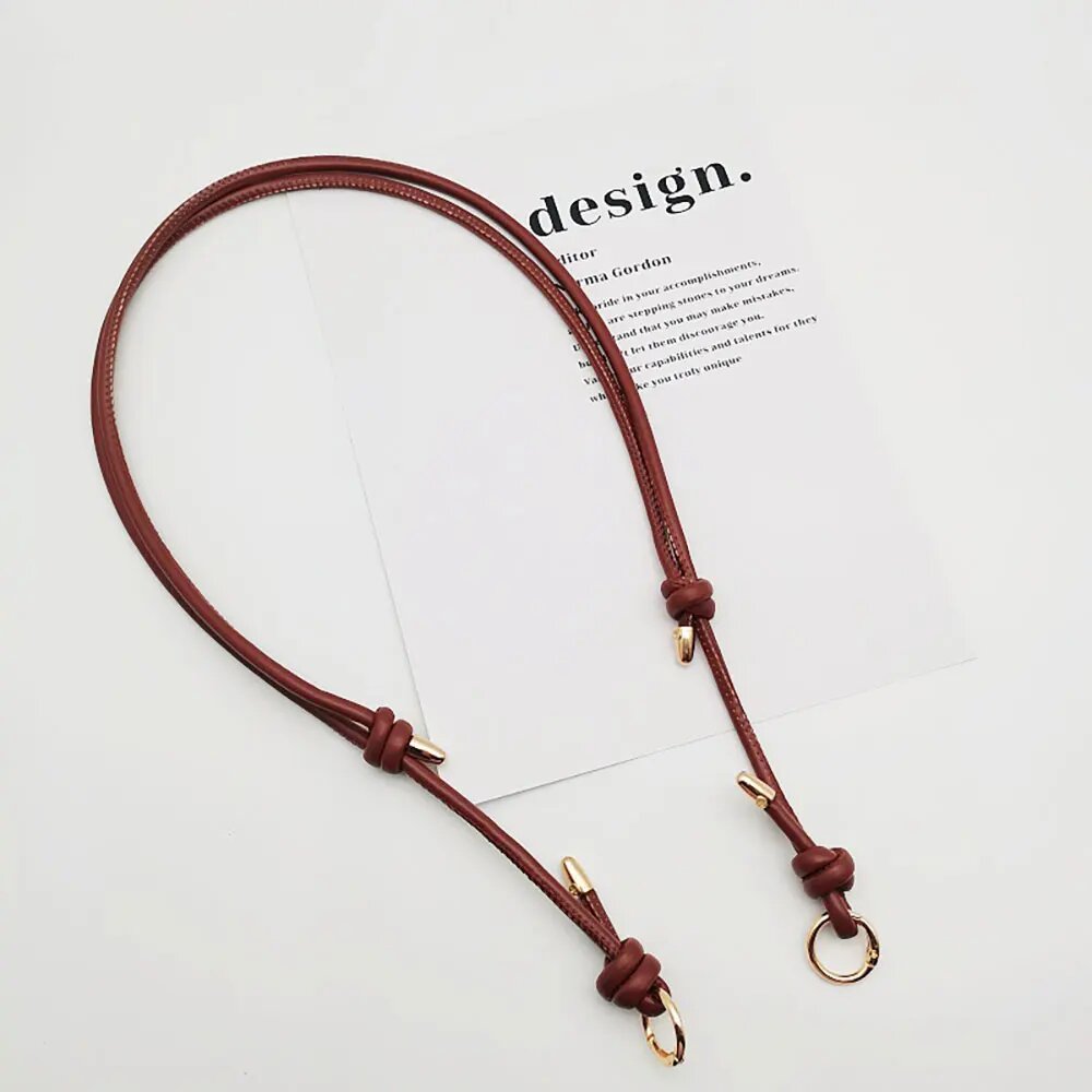 1 Шт. Длинный Регулируемый Кожаный Ремень Для Сумки, Сменный Ремень Через Плечо Бордовый, Brown Gold