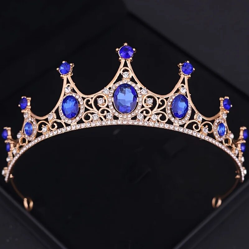 Свадебная тиара AiliBride золотисто-серебристого цвета Темно-синий, Gold Blue