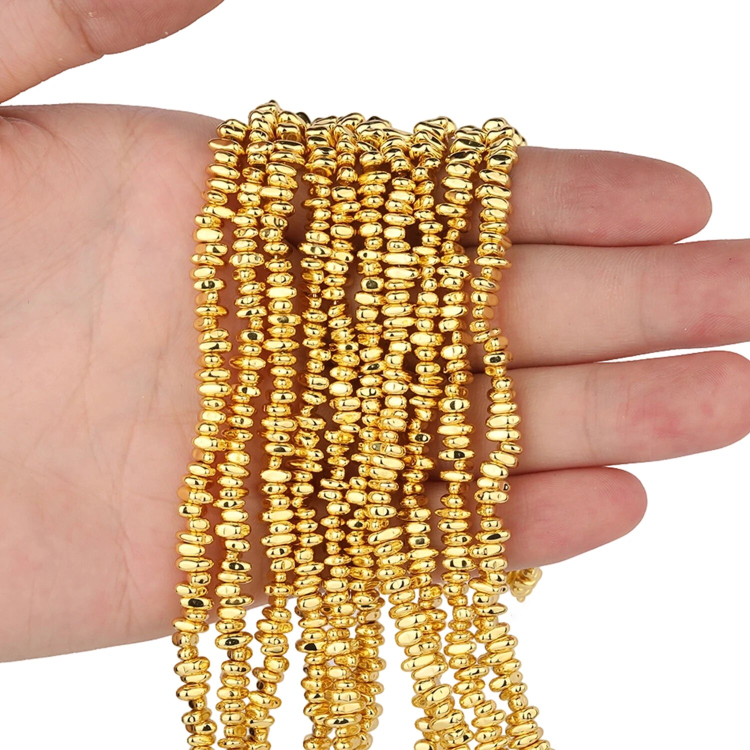 Бусины гематитовые 4-6 мм, 18k Golden