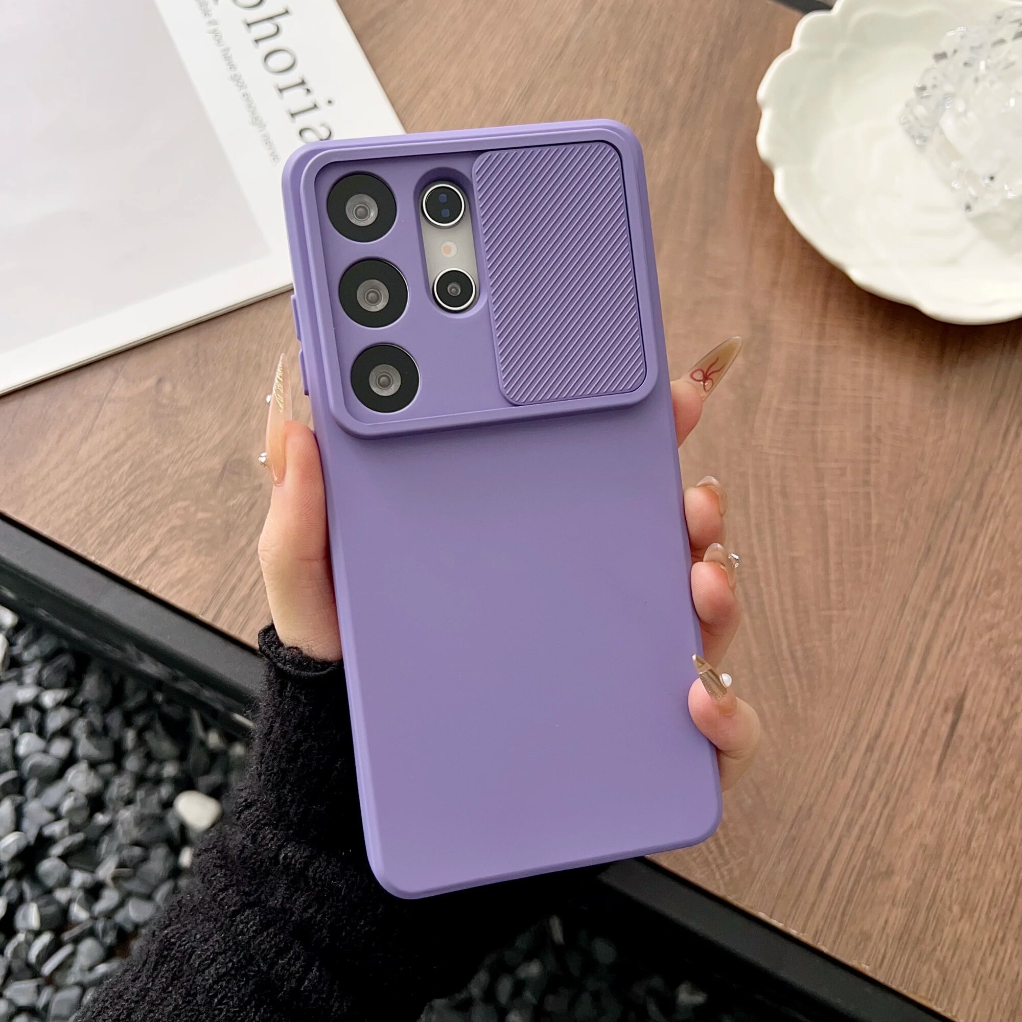 Чехол для Samsung Galaxy S25 Ultra фиолетовый с защитой камеры