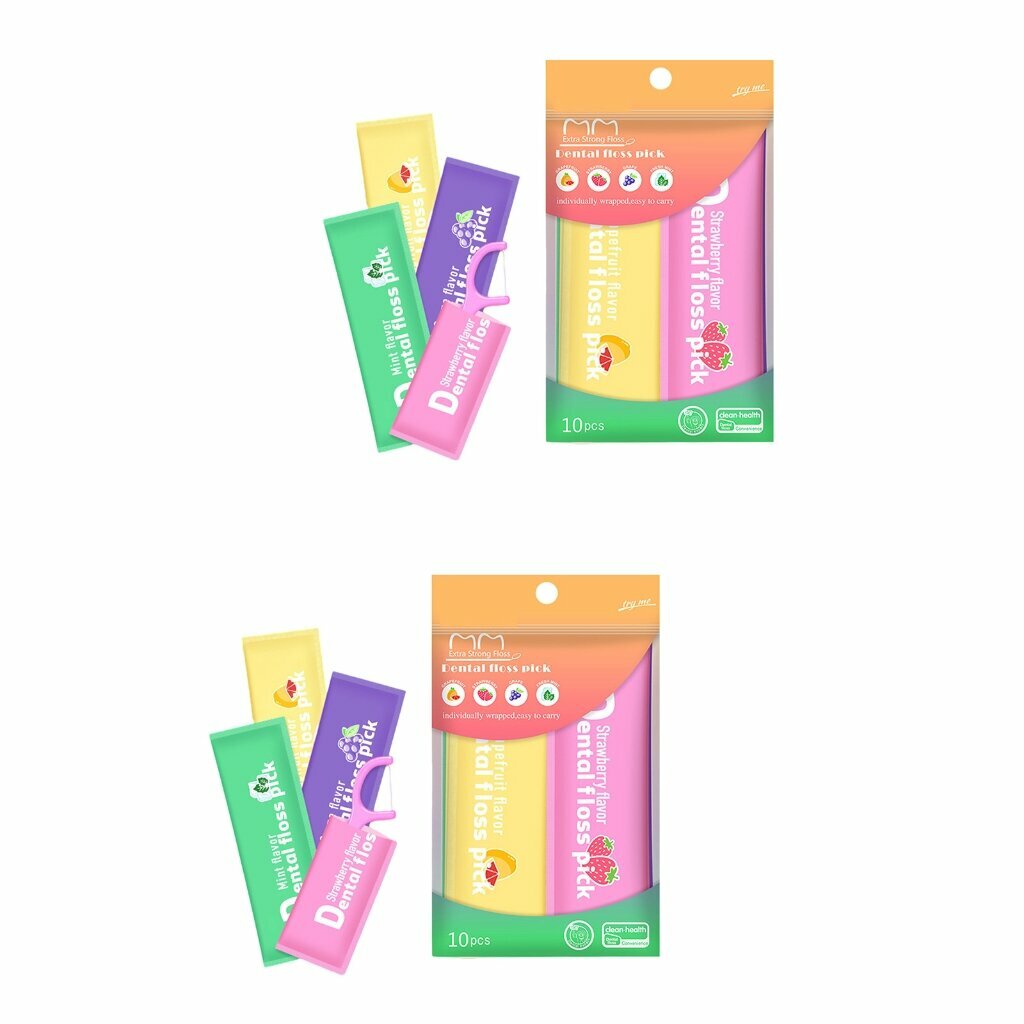Гигиенические Зубные Нити-Флоссы 2х10шт С Эргономичной Ручкой Для Использования В Путешествиях, Дома И В Офисе