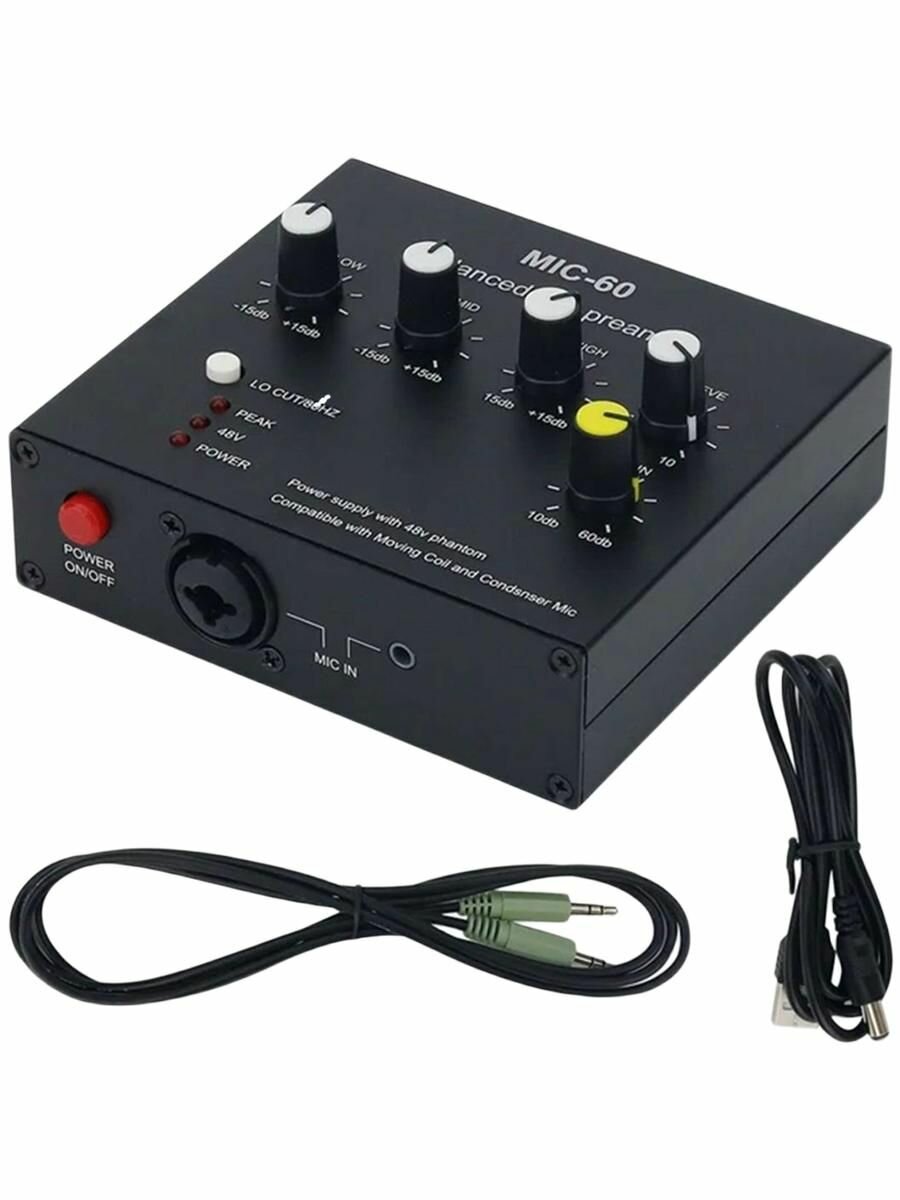 Микрофонный предусилитель с кабелем постоянного тока и 3,5 мм