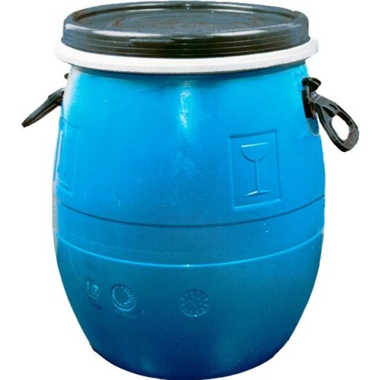 Бочка Полоцкпласт п/э 48л с крышкой на металл. обруч синяя (в упаковке)