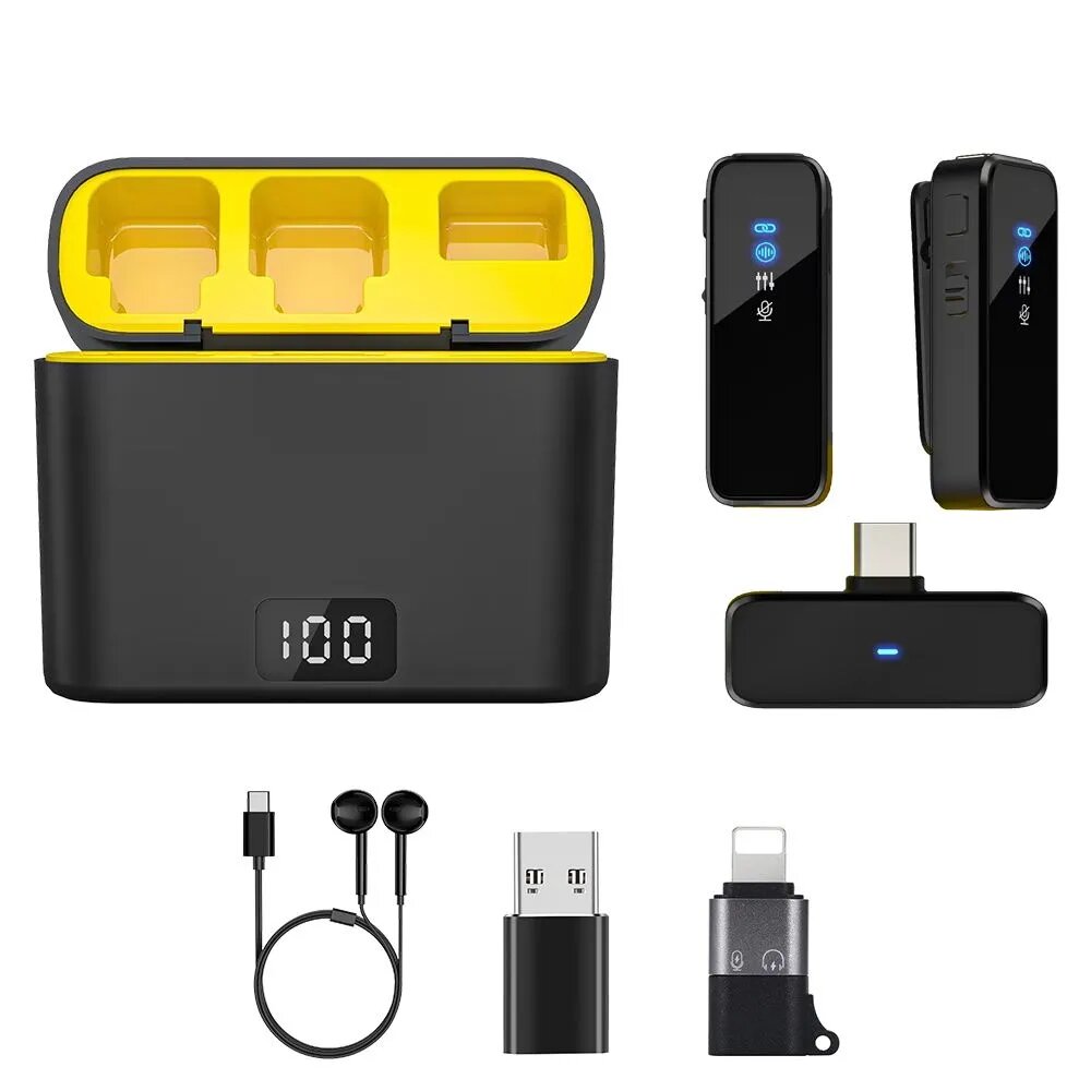 Микрофон петличный Беспроводной петличный микрофон, беспроводной микрофон для телефона, зарядные устройства, шумоподавление, реверберация, для смартфона и планшета и живое пение, сиреневый