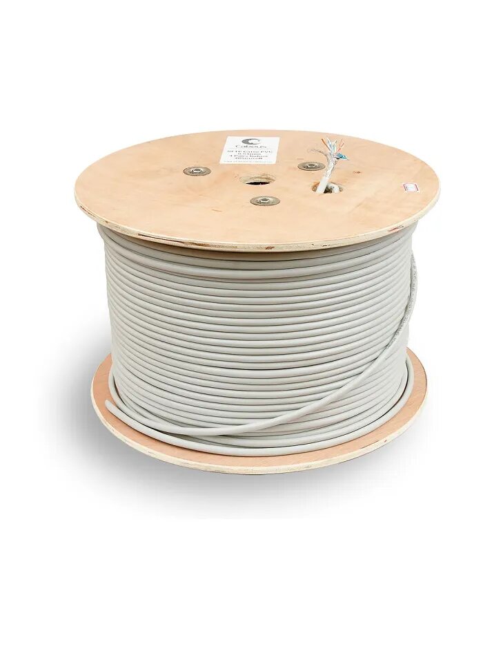 Кабель витая пара F/UTP 6 кат. 4 пары Cabeus FTP-4P-Cat.6-SOLID-GY 23AWG(0.57 мм), медь, одножильный (solid), внутренний, PVC-LS, нг(A)-LS, серый, уп/
