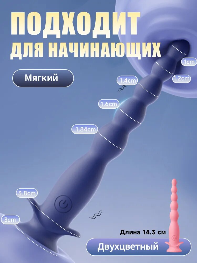 Суперценовое снижение/Анальный стимулятор, анальная пробка, Тёмно-синий, с вибрацией, 14.3 смОчень подходит для новичков