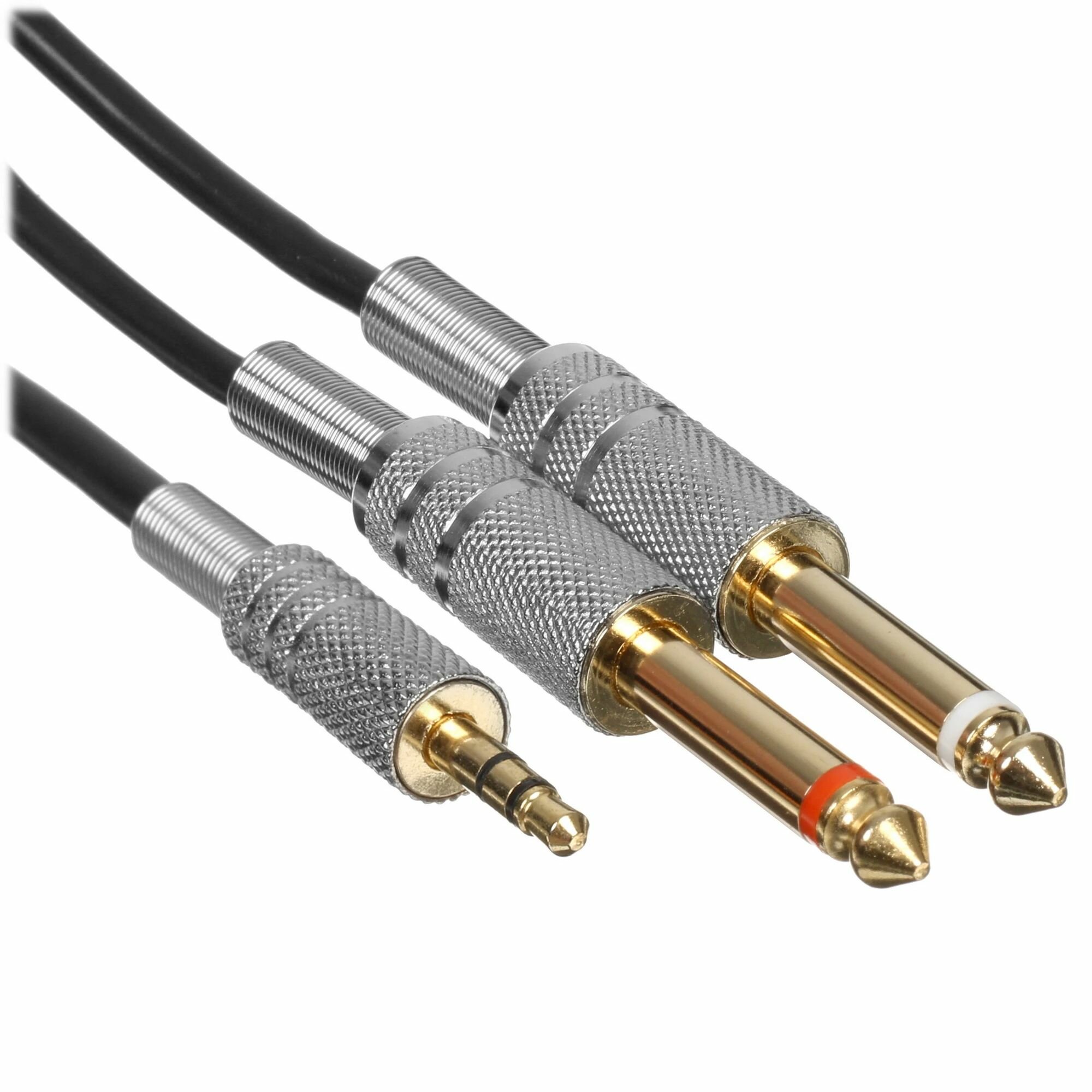 Кабель DEXP jack 3.5 мм - jack 6.3 мм х2 шт. 3 м черный