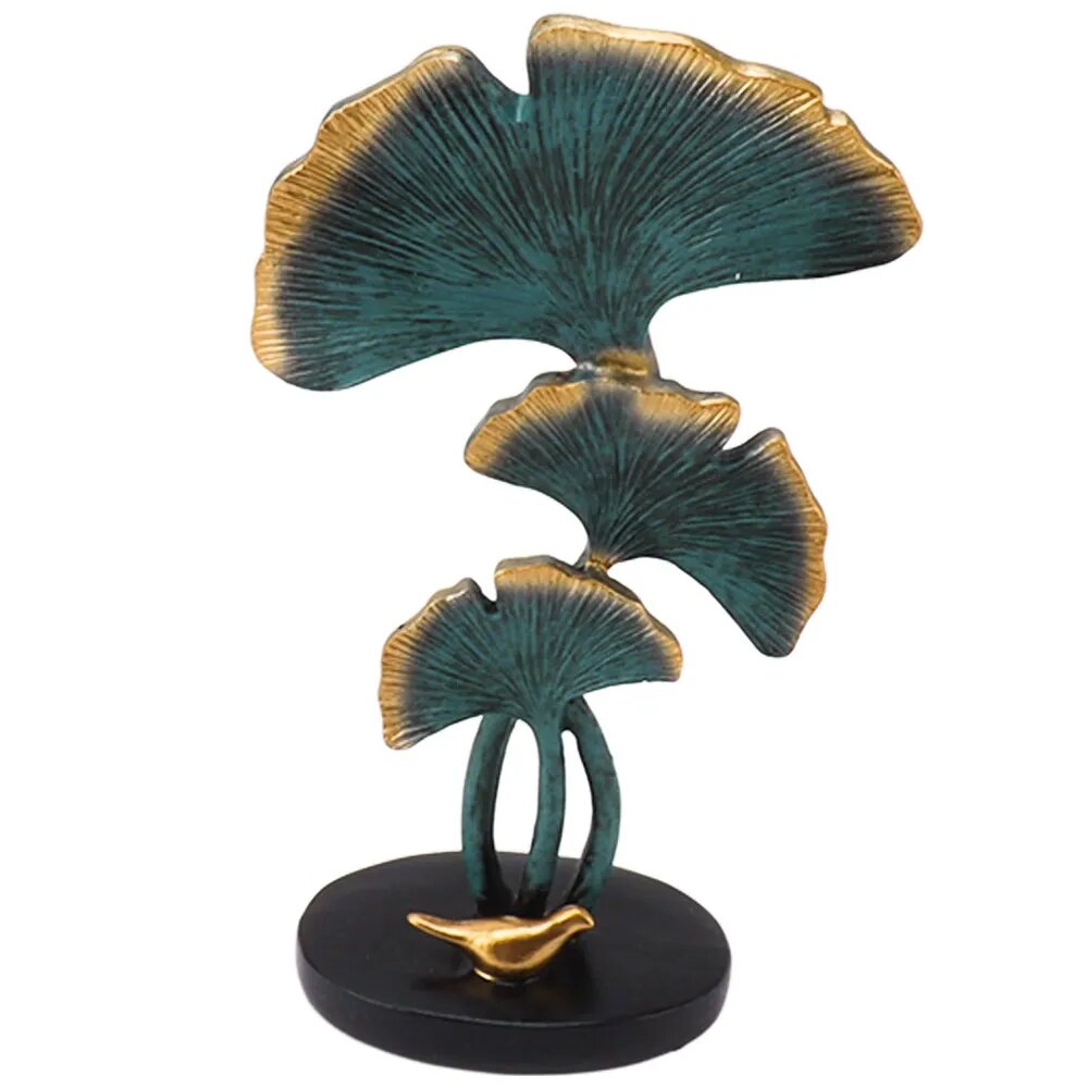 Голубая декоративная композиция из листьев гинкго для гостиной, полимерные материалы