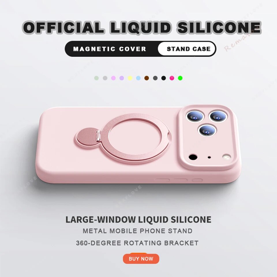 360 ° Магнитный Силиконовый Чехол-накладка Для iPhone iPhone 15 Pro, Розовый, Pink