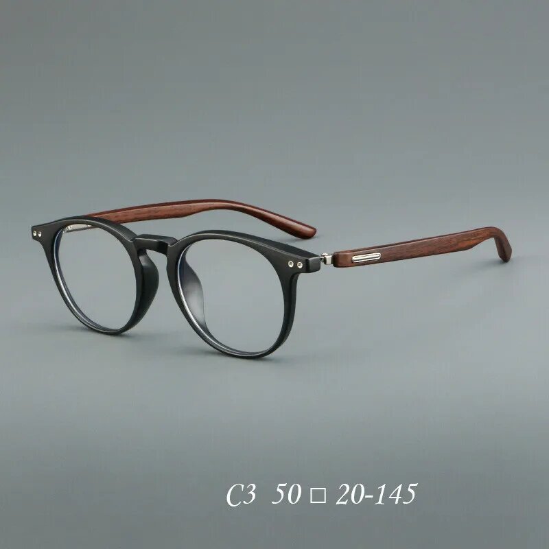 Ретро деревянные очки CCspace C3MatteBlack, Original Lenses