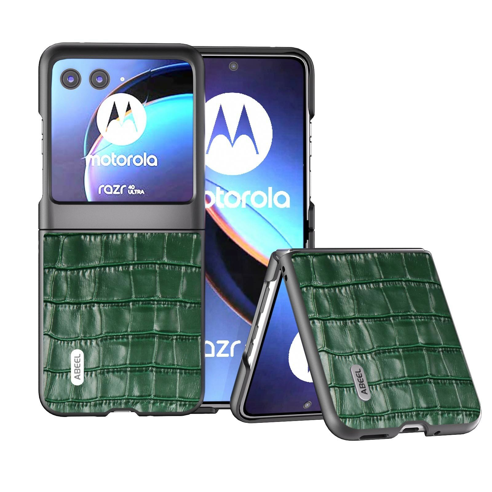 Задняя кожаная панель MyPads для Motorola Razr 50 Ultra, зеленая накладка с точными вырезами