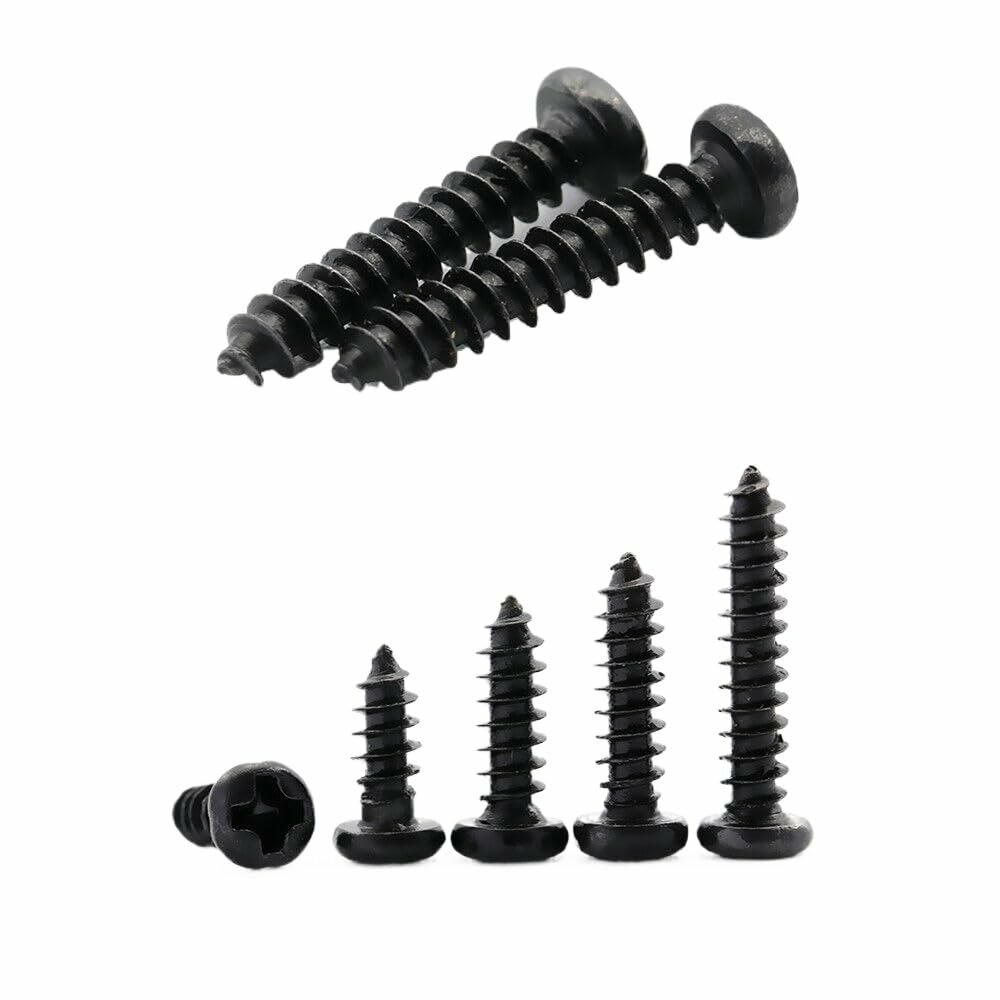 Черный стальной винт M2 с круглой цилиндрической головкой и крестообразным шлицем Саморез для листового металла и дерева