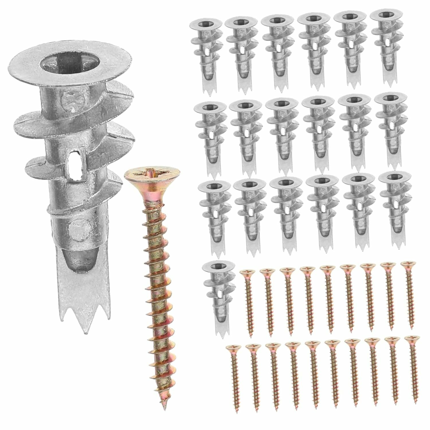 20 комплектов самосверлящих анкеров и шурупов для полых стен для гипсокартона, сверхмощные расширительные шурупы для шту