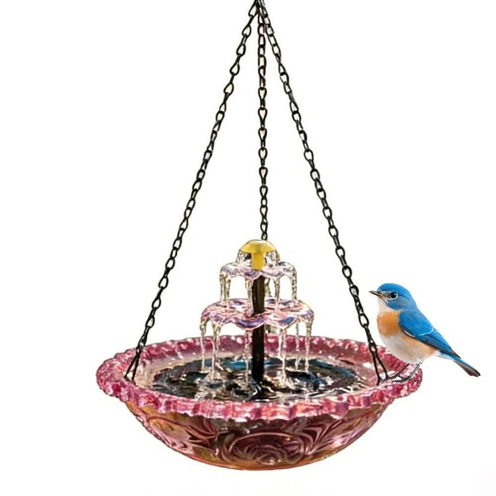 Подвесная купальня для птиц с каскадным фонтаном, фонтан-поилка для сада