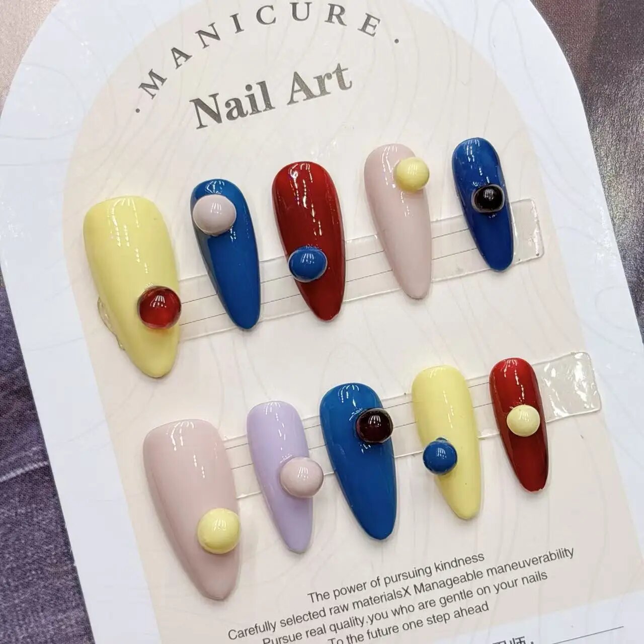 Пресс-он ногти акрил ручной работы, цвет Almond Nails L, 10 шт