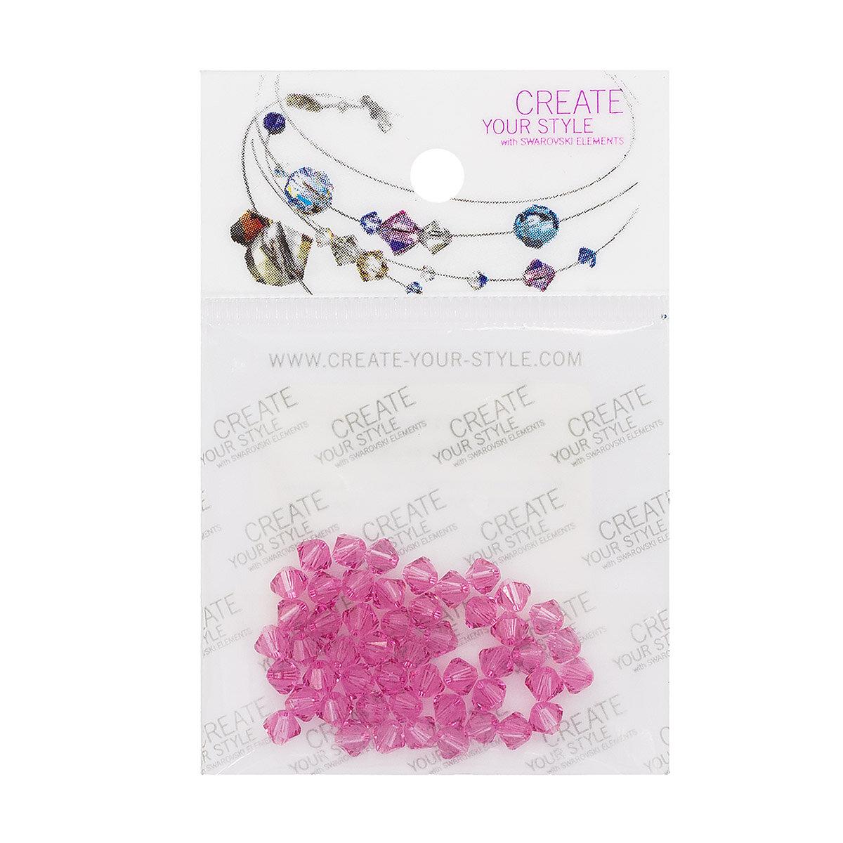 Бусины Swarovski, цвет Rose биконус 5328E, 50 штук, 4мм, цветное стекло, имитация драгоценных камней