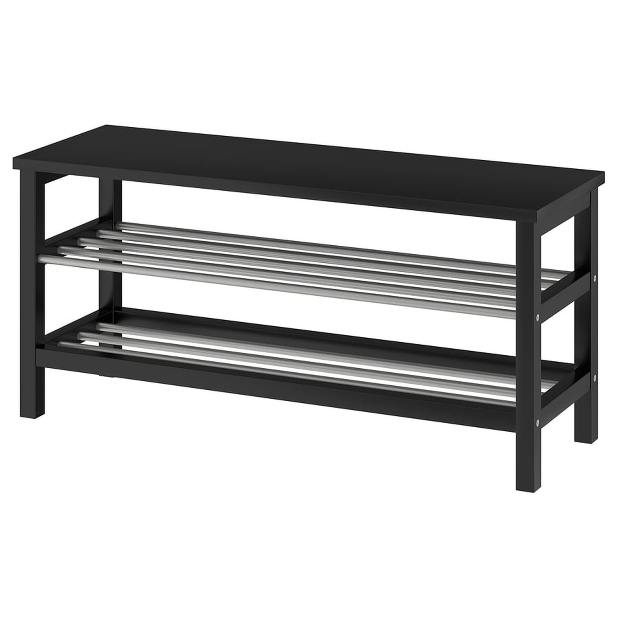 Скамейка с полками для обуви IKEA TJUSIG, 108x34x50 см, цвет черный/серебро 501.527.03