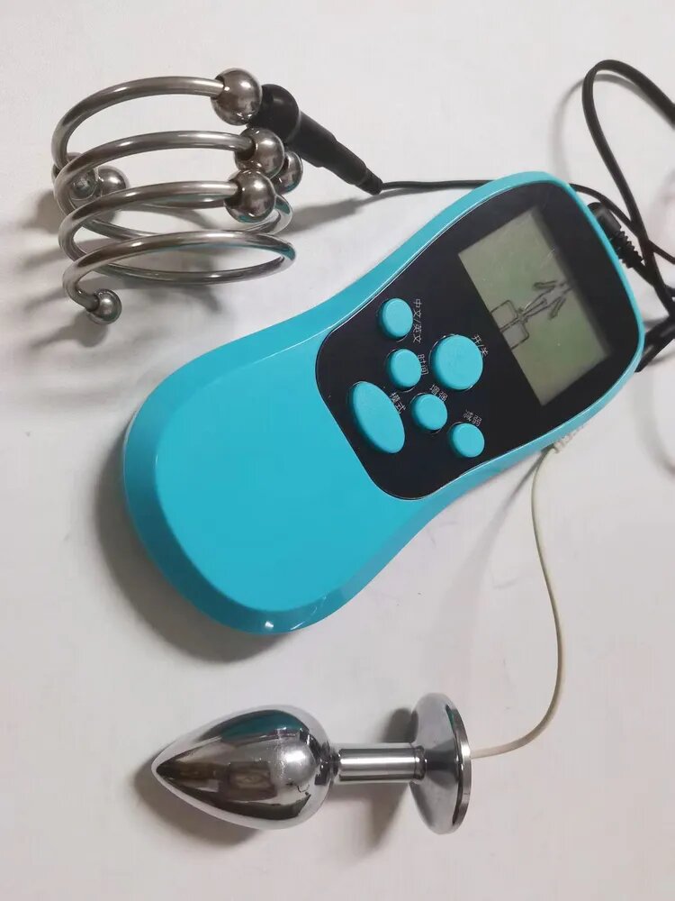 Набор БДСМ для члена и мошонки Электростимулятор/Анальная пробка 27 MM Электростимуляция