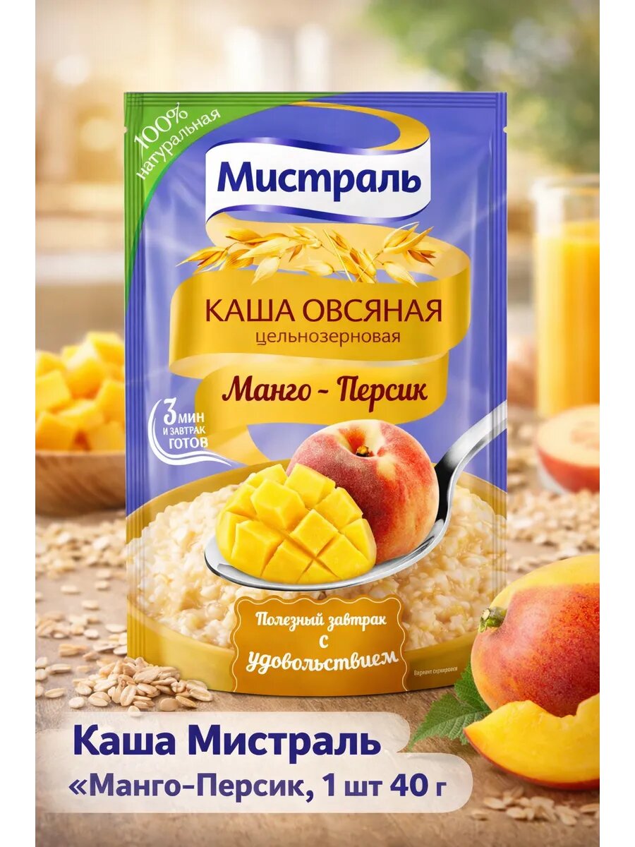 Каша Мистраль "Манго-Персик", 1 шт 40 гр
