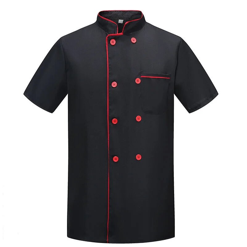 HEEYYIN YIN Куртка повара из хлопка и полиэстера Черный, XXXL, Short sleeved Black