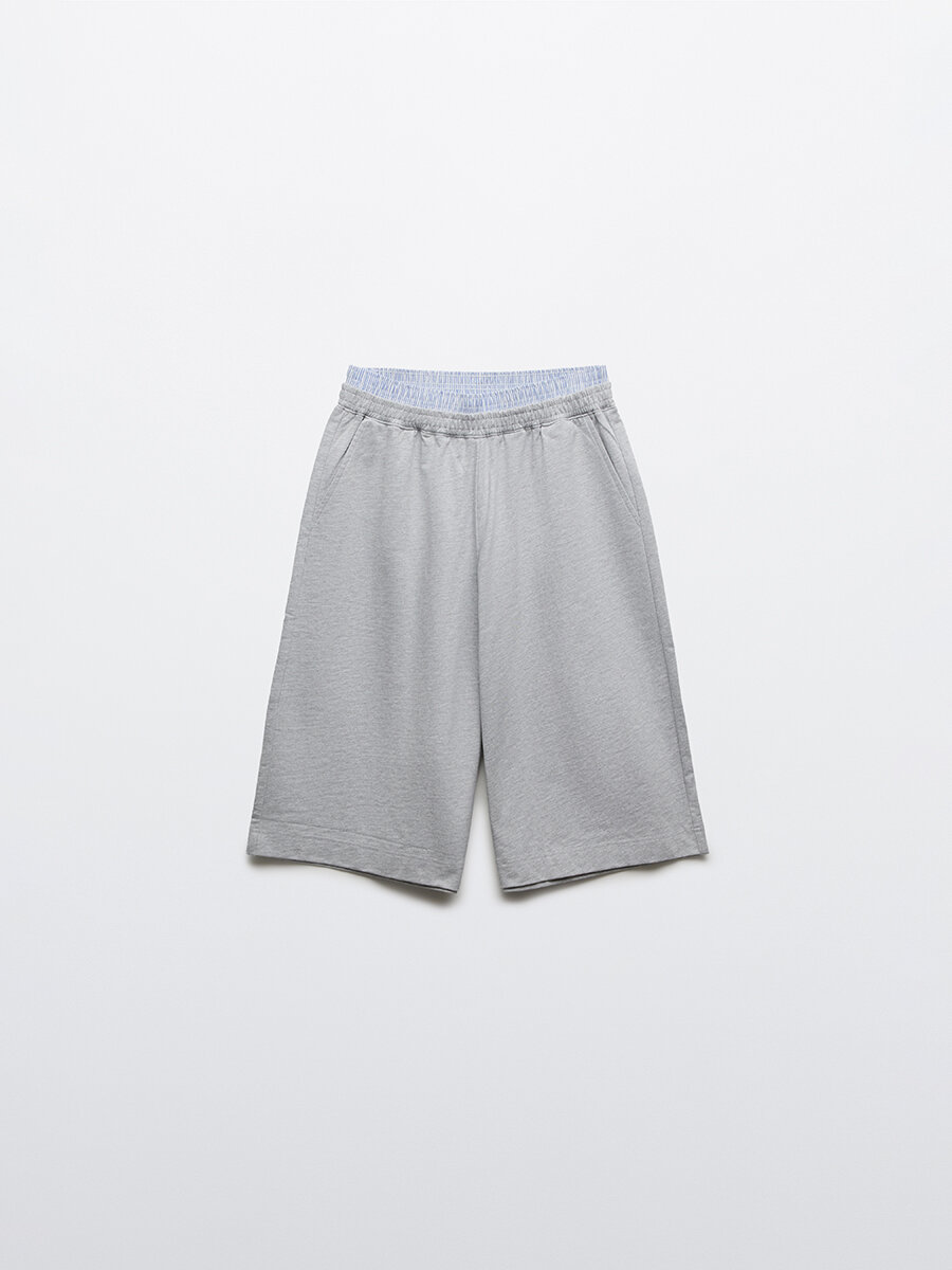 Бермуды из футера с имитацией второго слоя