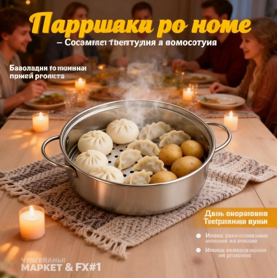 Вставка Мантоварка-пароварка на кастрюлю, нержавеющая сталь