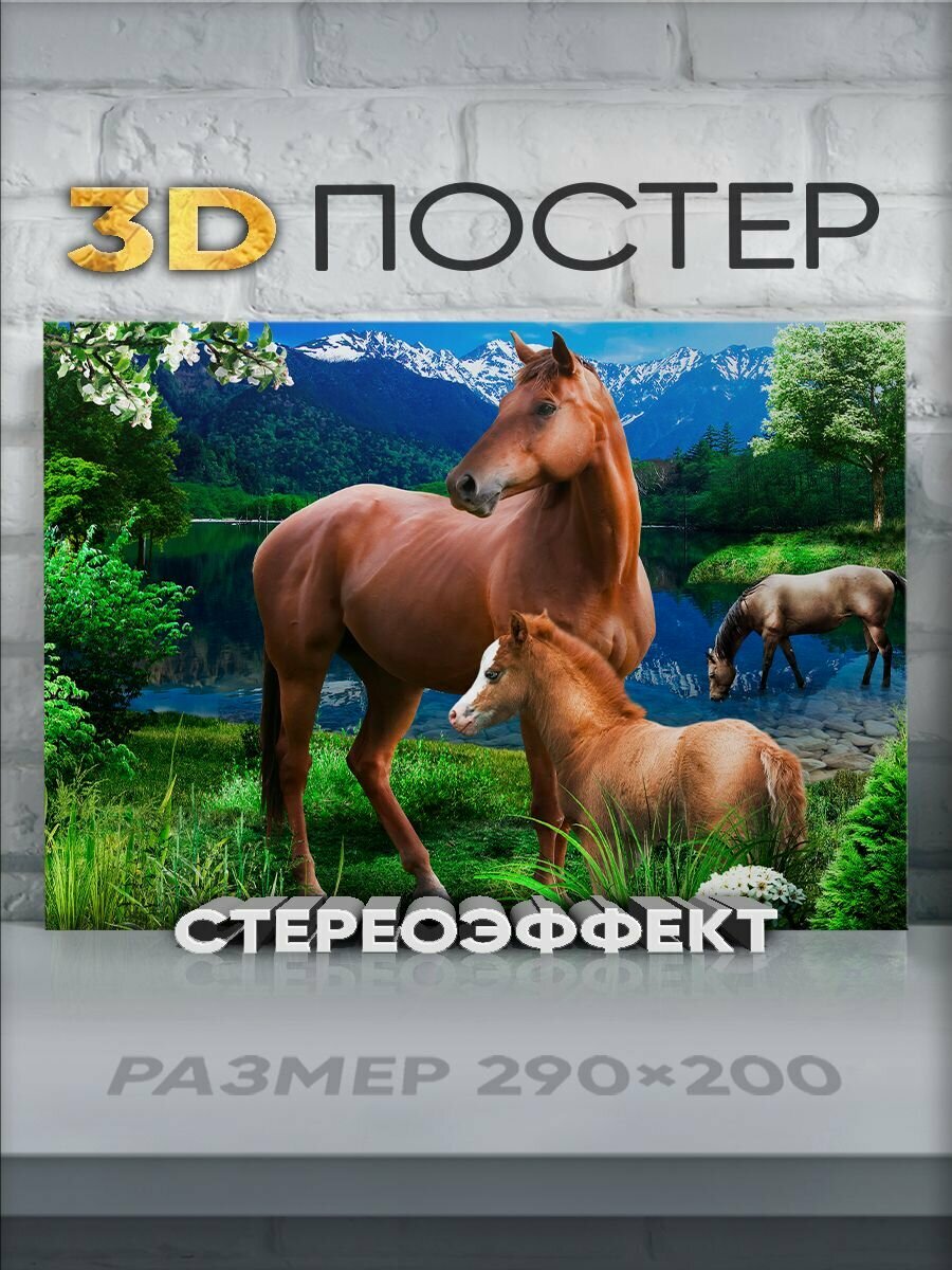 Стереопостер "Лошади"