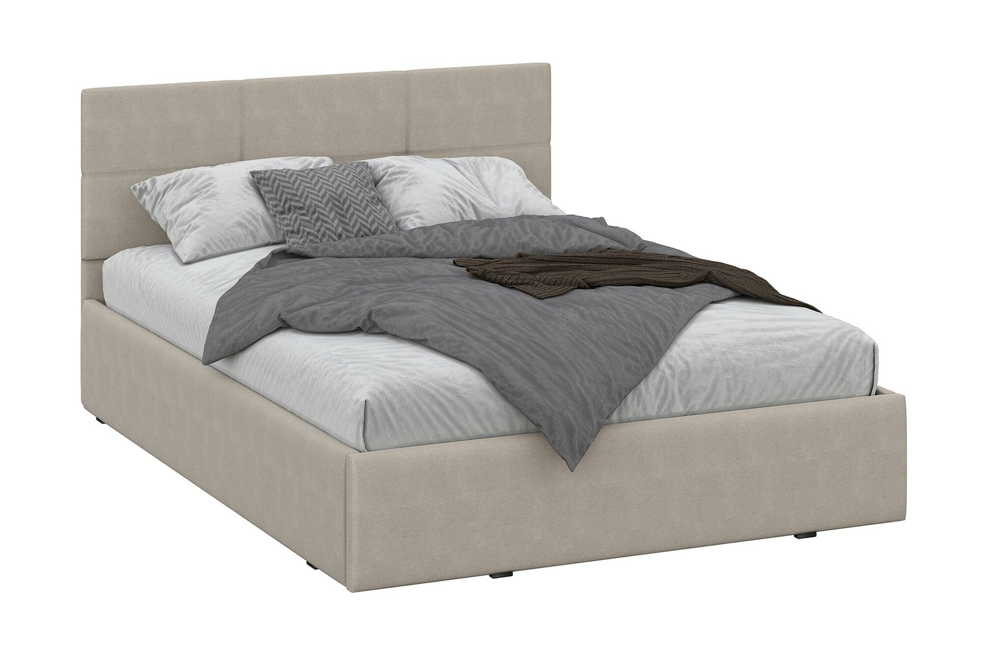 Кровать двуспальная Нонтон Веллум, 140x200 см, настил, велюр бежевый