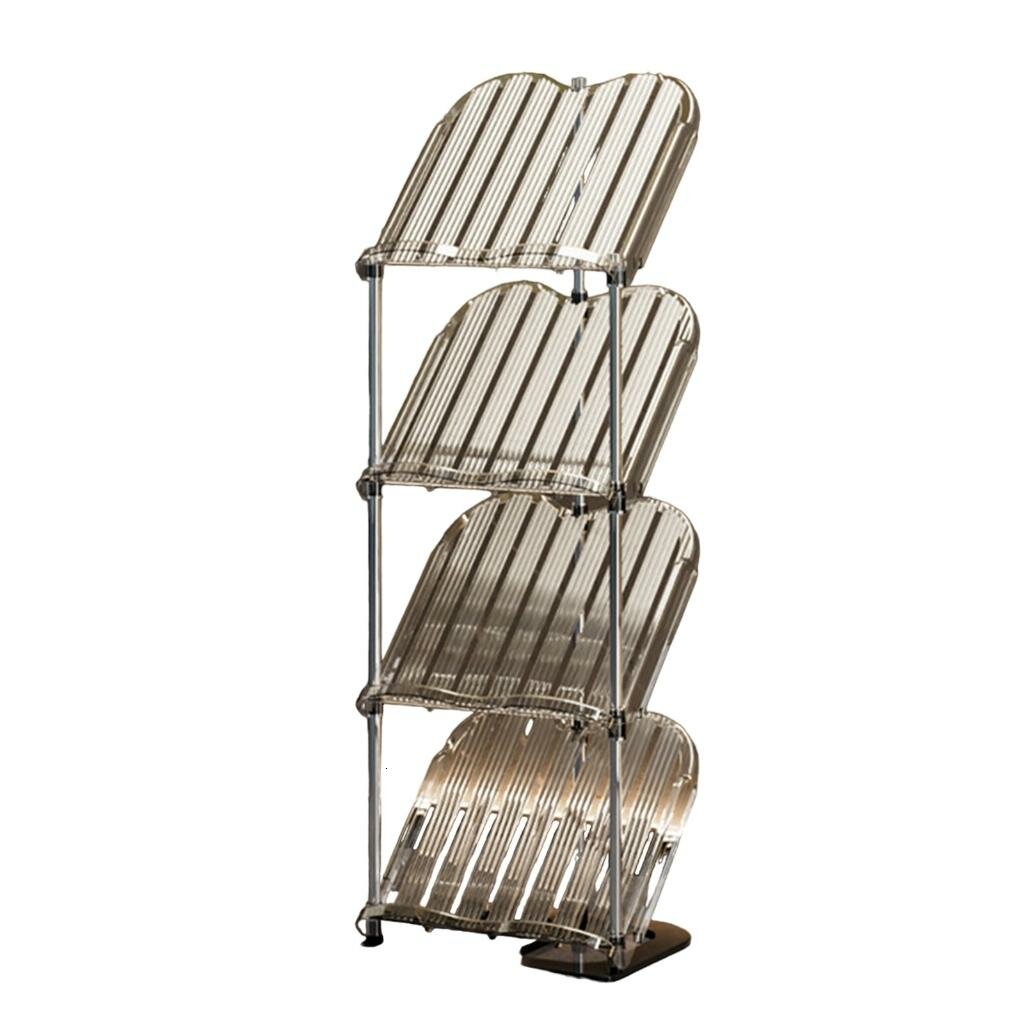 Угловой стеллаж для обуви, Прозрачный Белый - 4