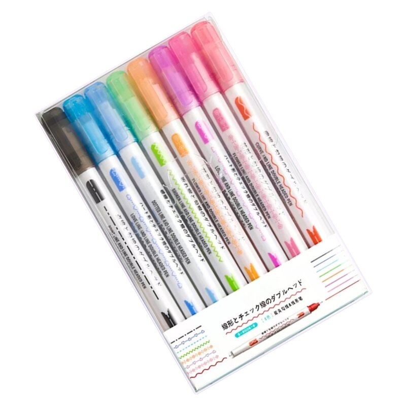 8шт Двойной Наконечник Флуоресцентной Ручки-Хайлайтера Контурный Маркер-Хайлайтер Для Записной Книжки Планировщик Дневник Ежедневные Заметки