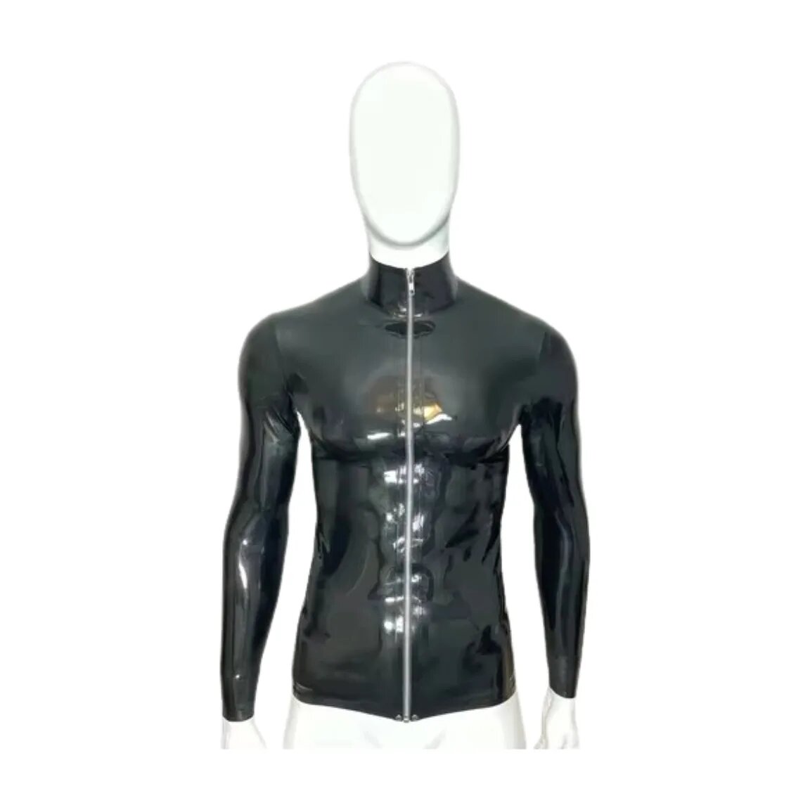 Розовая латексная футболка с молнией, XXXL