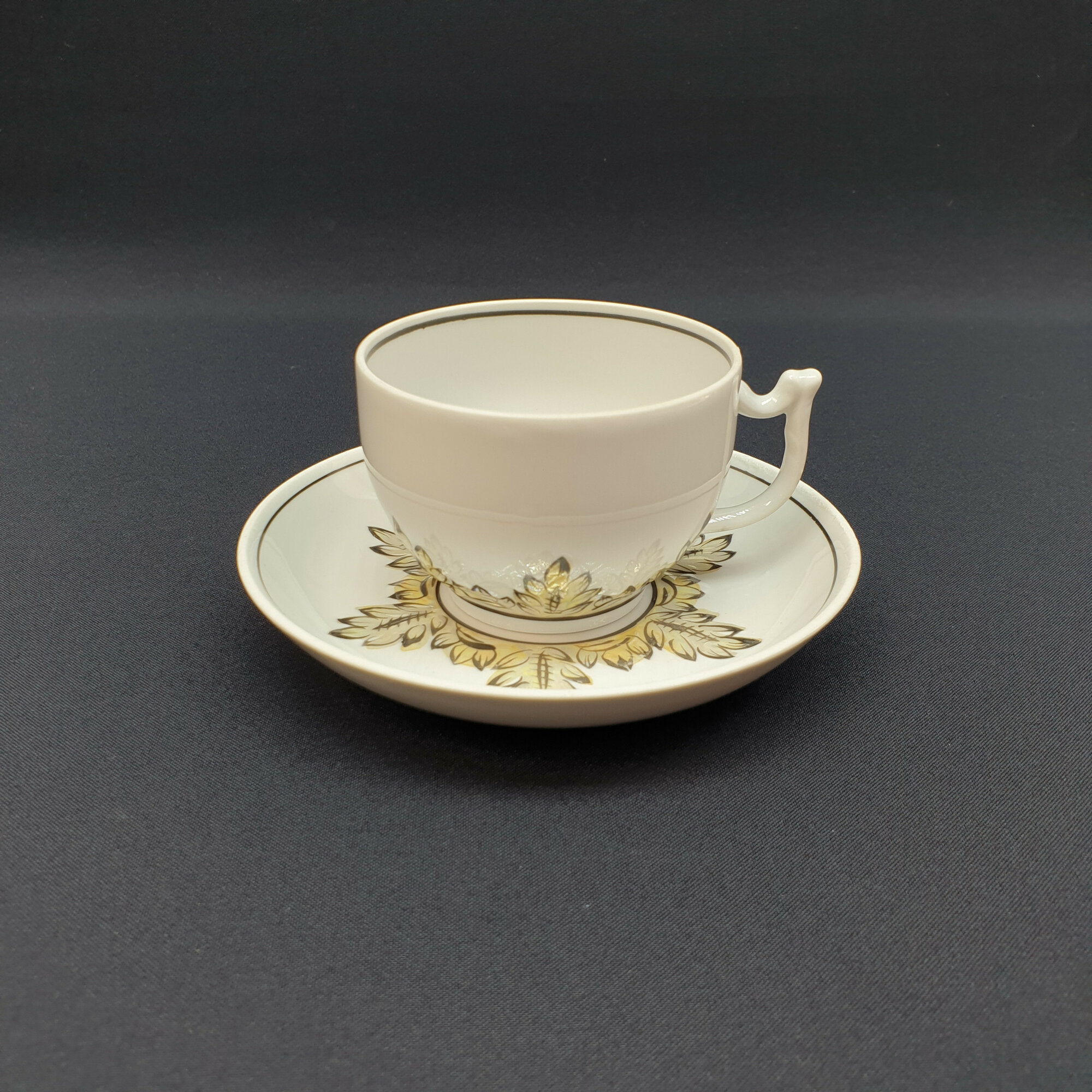 ВИнтажная чайная пара Барбарис Вербилки, фарфор деколь золочение 170 мл, СССР