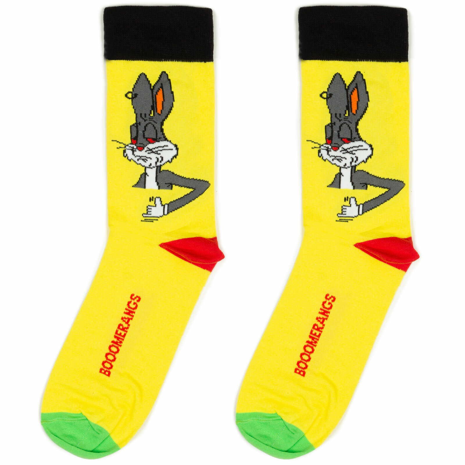 Носки BOOOMERANGS Носки с рисунками Booomerangs - Бакс Банни, размер 40-45, желтый, серый, белый — фото 1