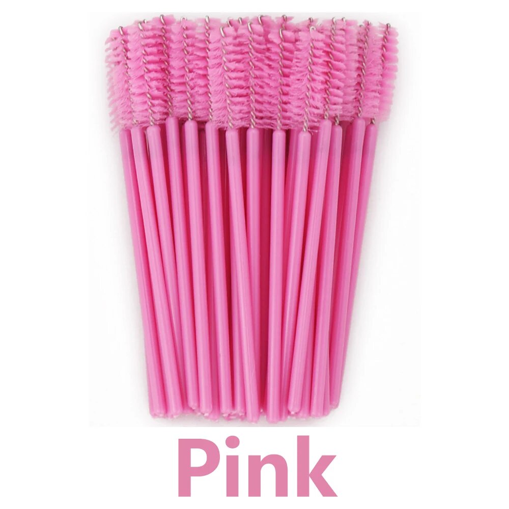 Одноразовые кисти для ресниц и бровей Pink 50 шт