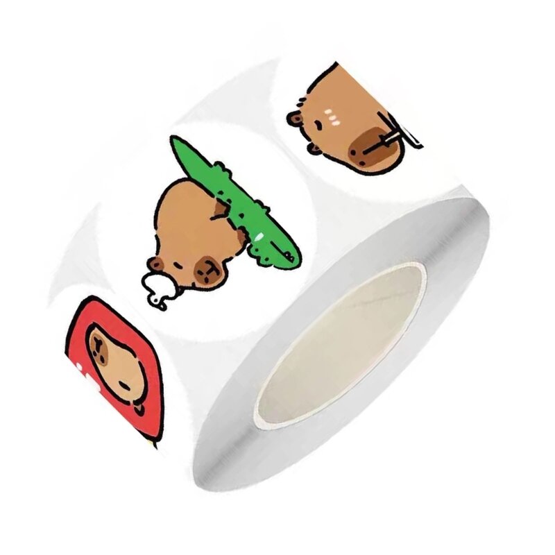 1 рулон/500шт Мультфильм Капибара Наклейка Лента Для Детского Художественного Ремесла Безопасный и Легкий Разрыв Скрапбукинга Журналирования Набор Наклеек