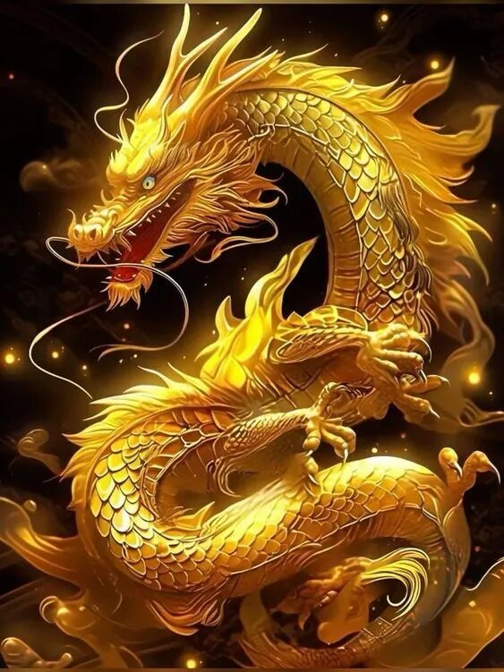 Алмазная Мозаика "Китайский Мифический Дракон" 30x40 См, Безрамная, Идеальна Для Дома, Украшения, Подарков.