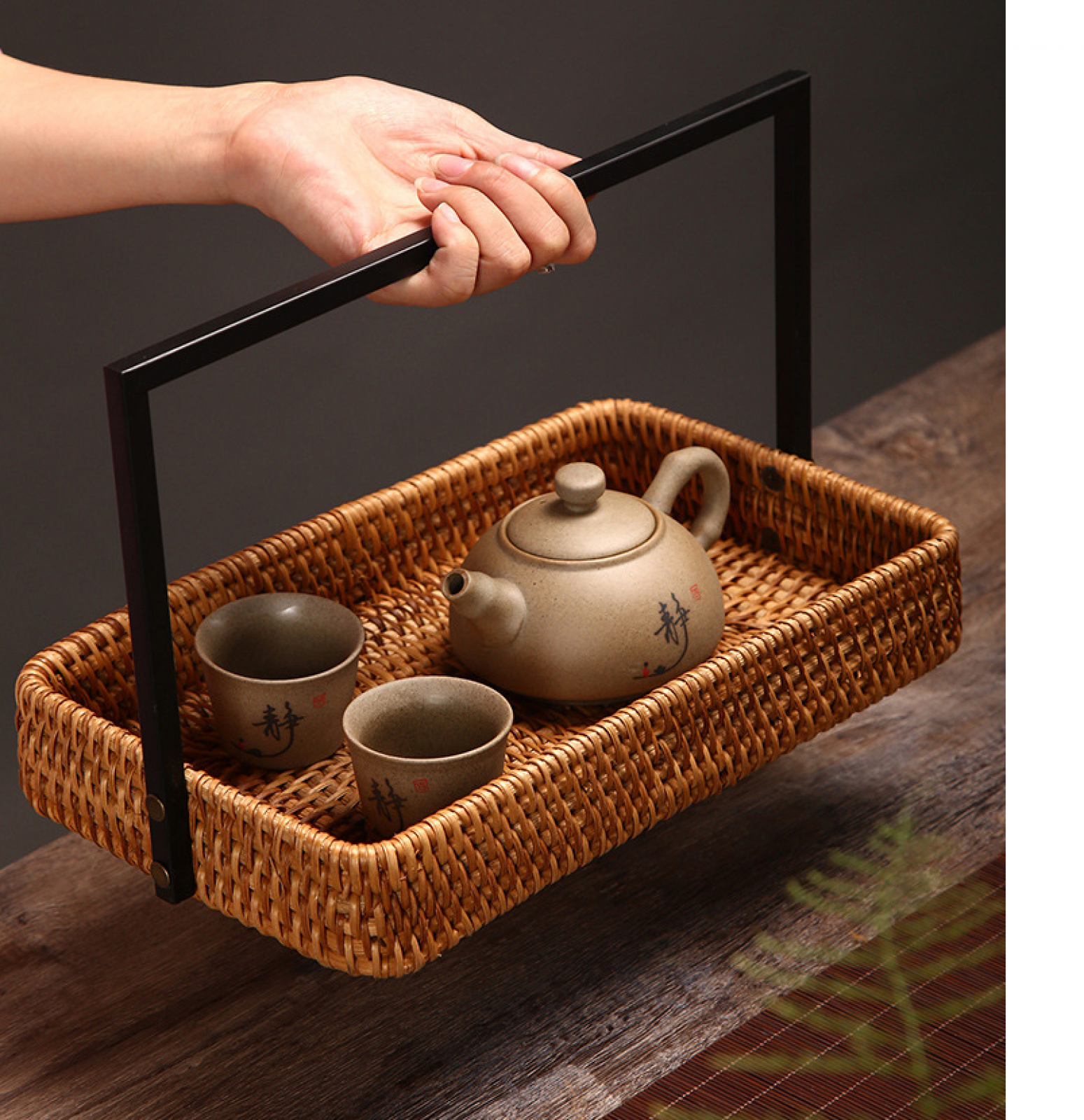 Корзина MyPads плетеная с металлической ручкой для фруктов и печенья, для чайной церемонии