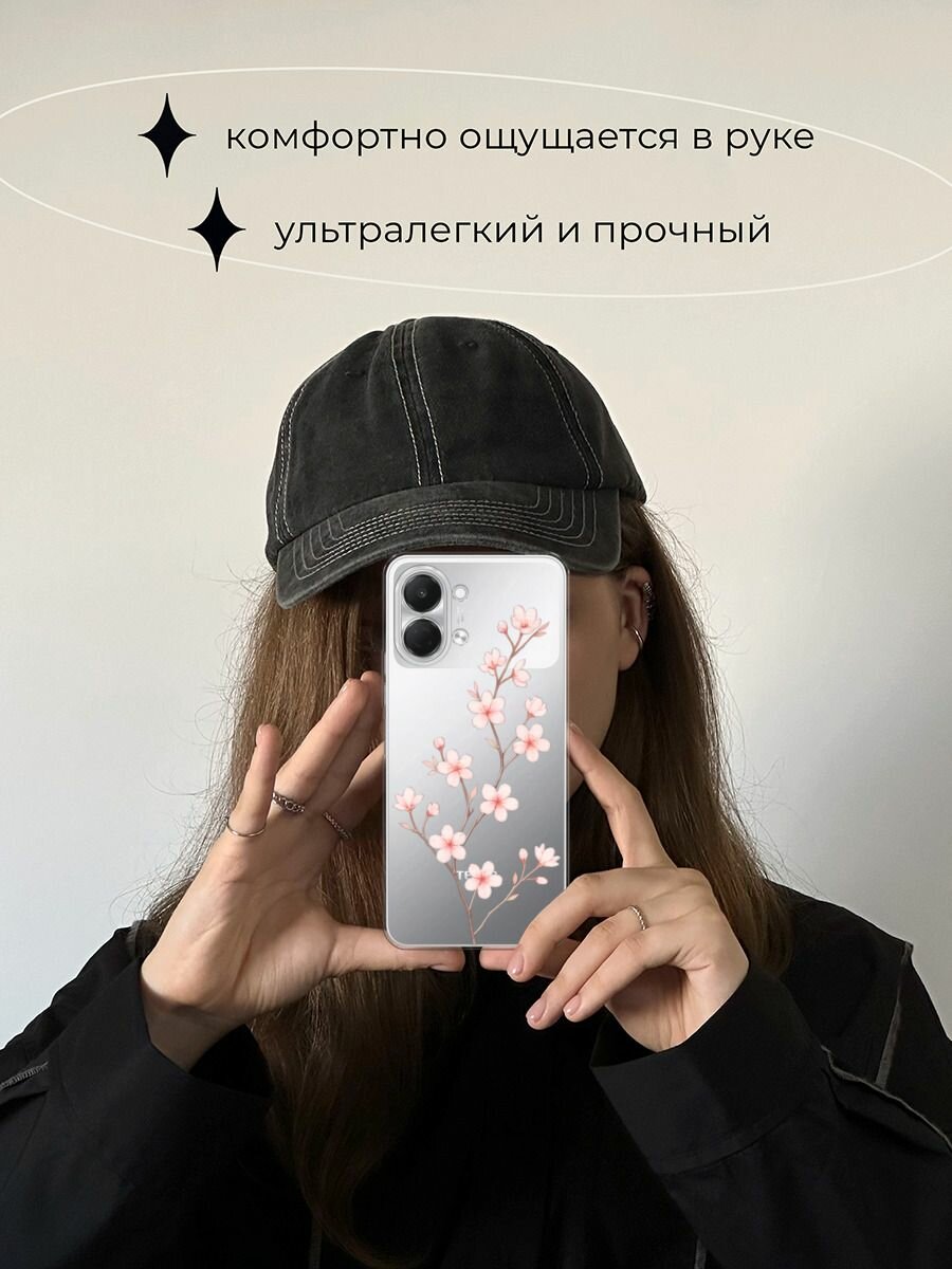 Силиконовый чехол на Tecno Spark Go 3 / Текно Спарк Го 3 с принтом Веточка сакуры 2 — фото 1