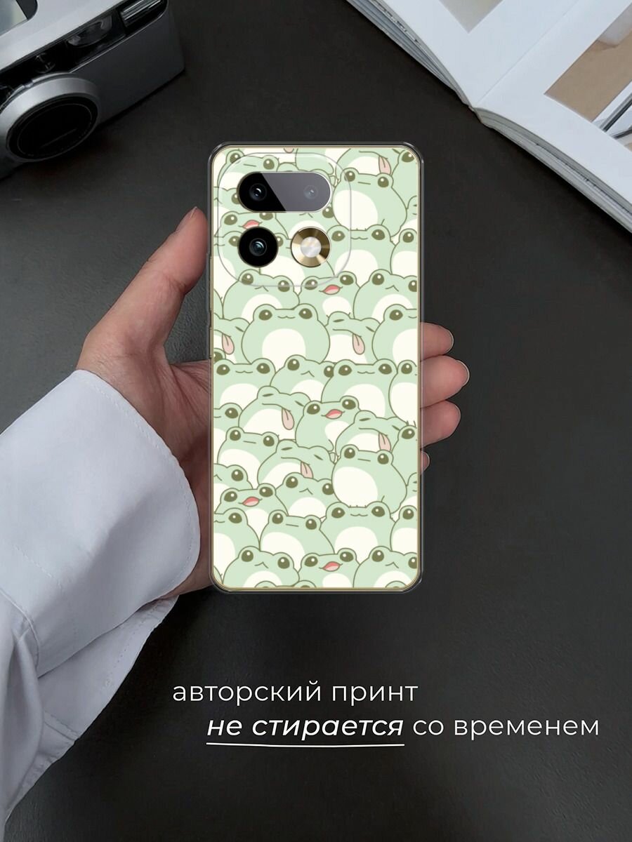 Чехол на Realme 16 Pro+ / Реалме 16 Про+ с принтом Море жабок — фото 1