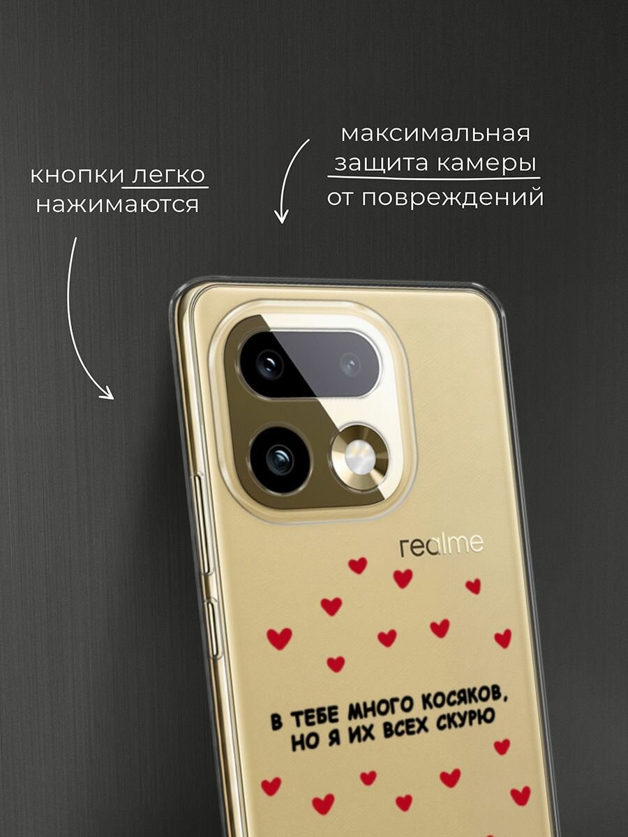 Чехол на Realme 16 Pro+ / Реалме 16 Про+ с принтом Косяки 1, прозрачный — фото 1
