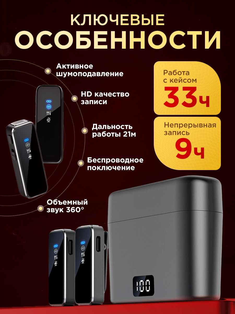 Петличный микрофон M3 беспроводной 2 штуки для iPhone 15, 16, 17 и Android Type-C