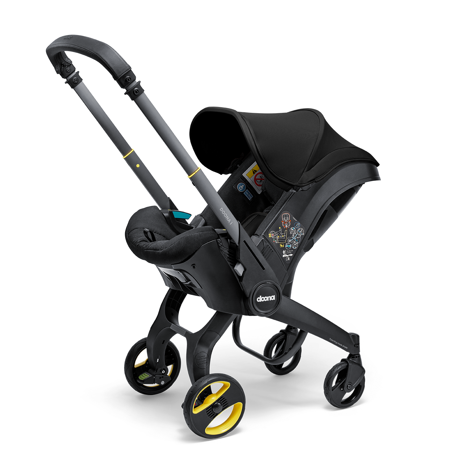 Коляска-автокресло 0+ Doona i, автолюлька для новорожденных с колесами до 13 кг, Nitro Black