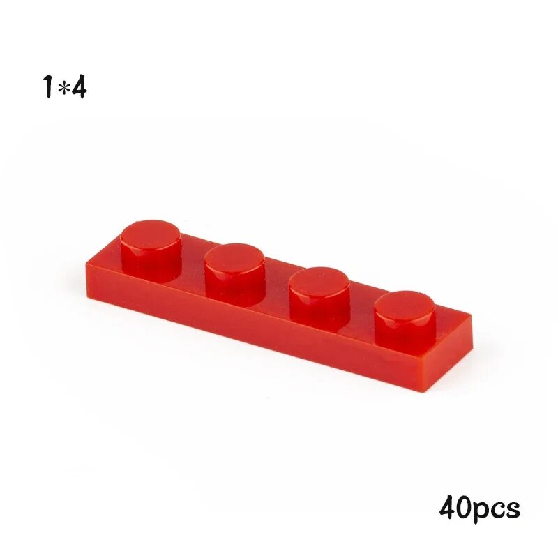 Красные пластиковые блоки VEK 1x4 (3710-red) 40 шт.