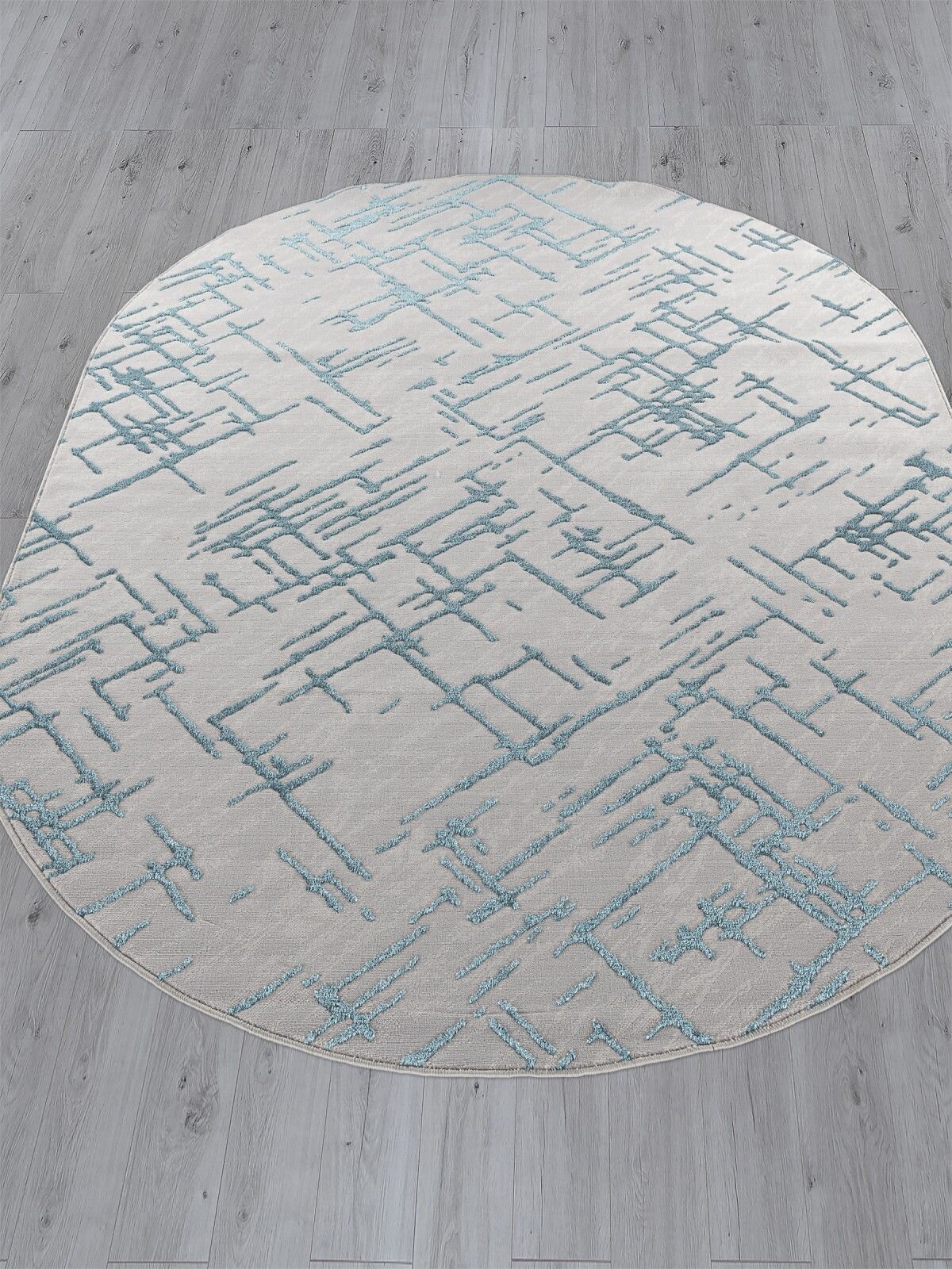 Ковер Современный Овал gray-d. blue 2x2.9м
