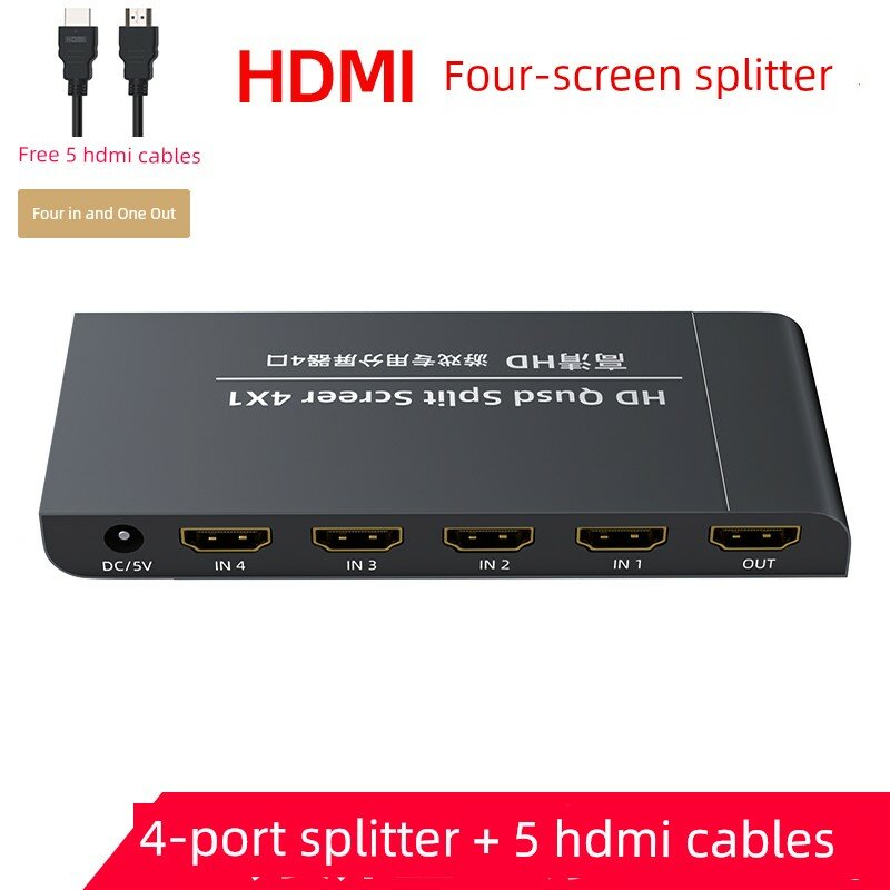 4-портовый HDMI сплиттер для игровых консолей, поддерживает 4K, двухмониторная настройка, прочное устройство для