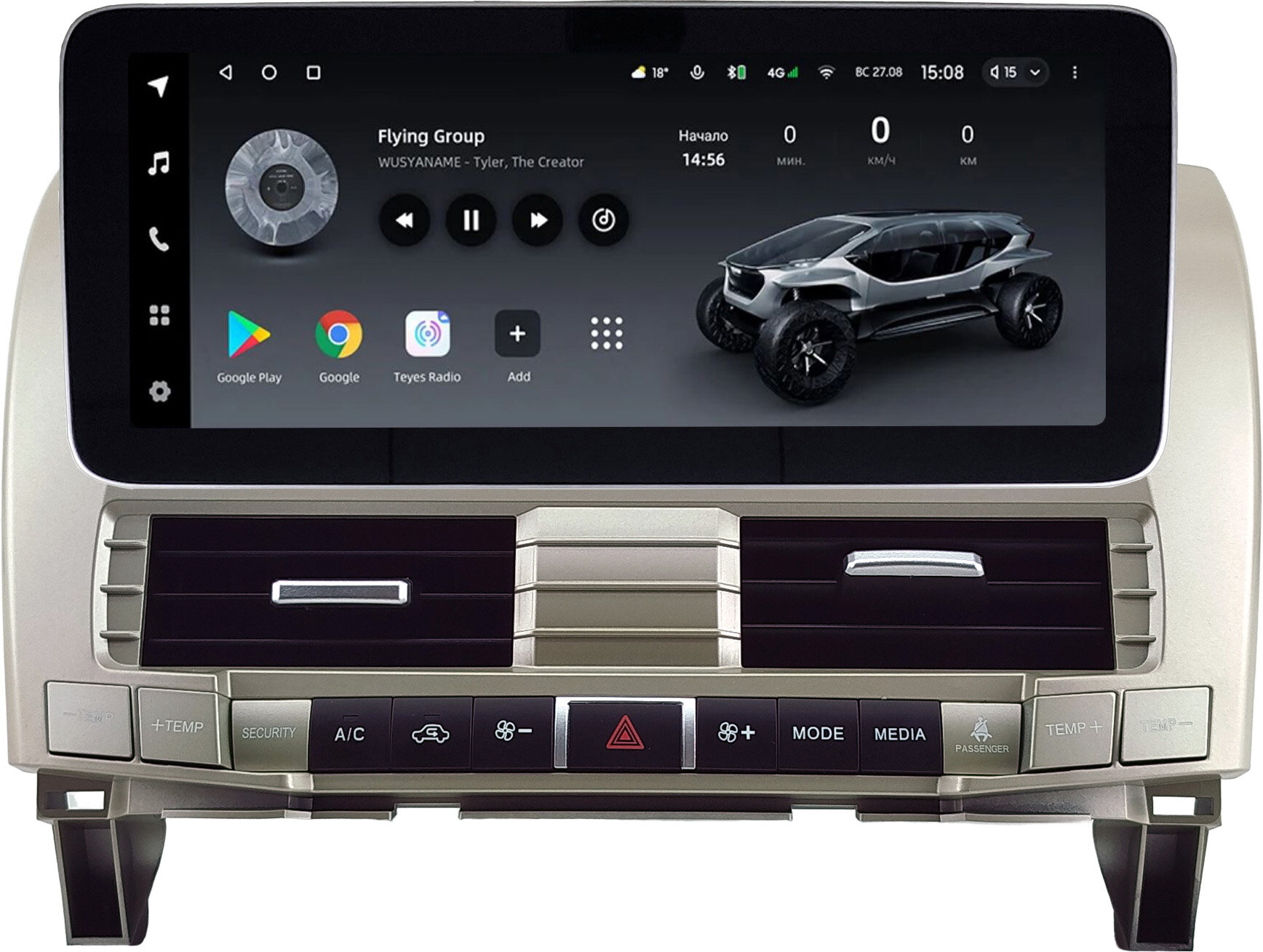 Штатная магнитола Lexus RX 300, RX 330, RX 350, RX 400h 2003-2009 (любой комплектации, золотистая) 12.3 дюйма Teyes LUX ONE (Round Corner) 6/128 RM-09