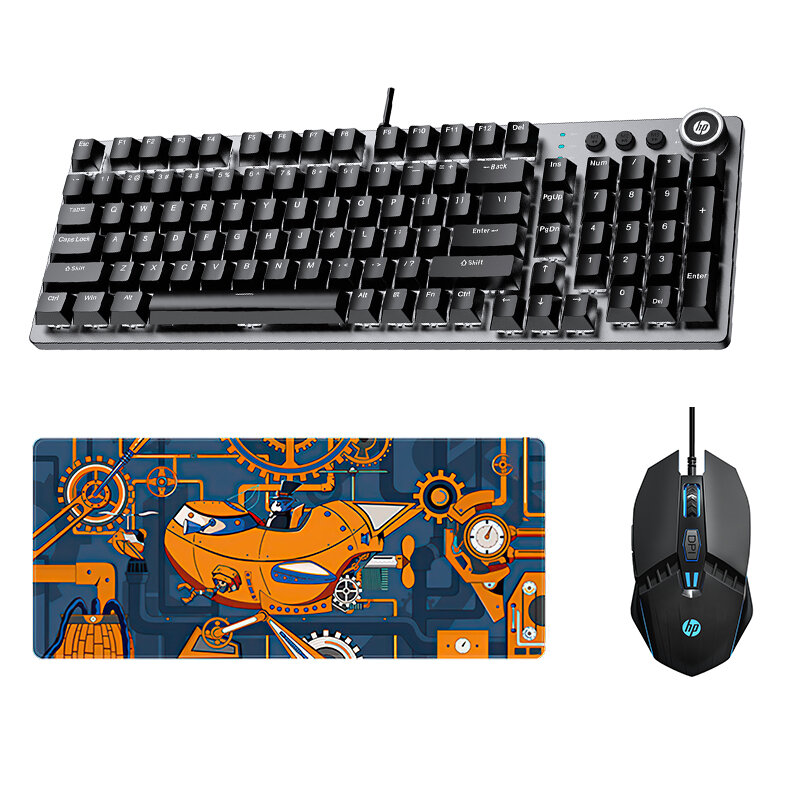 Клавиатура унисекс HP GK 100 S Black, клавиатура, мышь, коврик, комплект