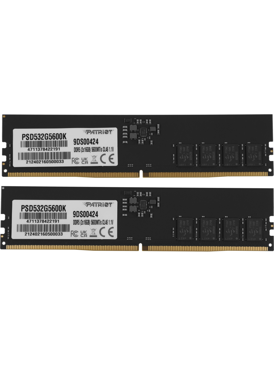 Память DDR5 2x16GB 5600MHz Patriot PSD532G5600K Signature RTL PC5-44800 CL46 DIMM 288-pin 1.1В RTL